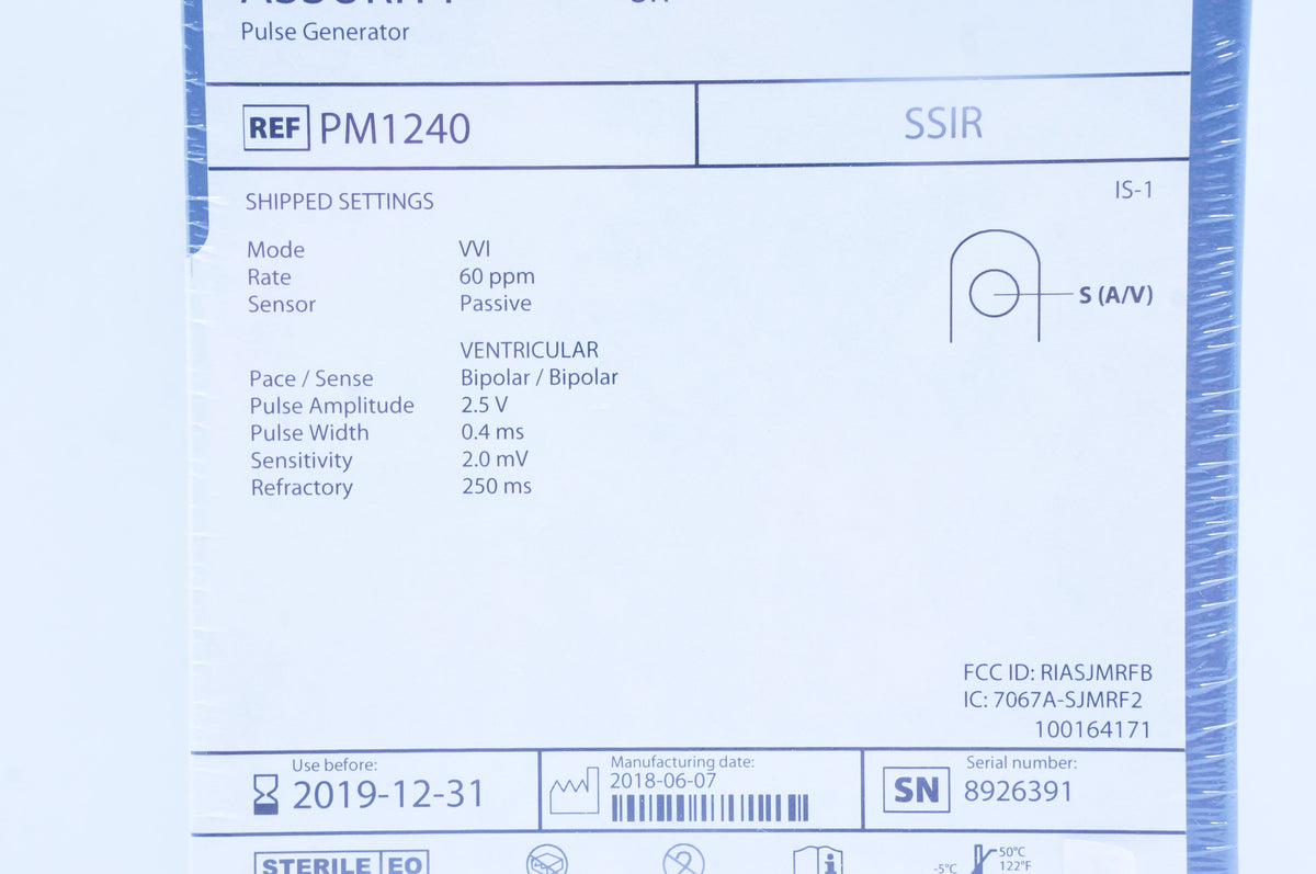St.Jude Medical PM1240 Assurity Pulse Generator SSIR (x) – Imedicsales