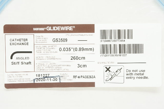Terumo RF*PA35263A Glidewire Cath. Exchange, Angled, Stiff .035in x 26 ...