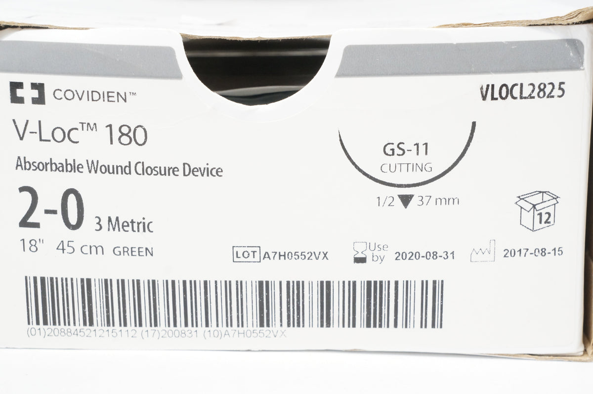 Covidien VLOCL2825 2-0 V-Loc 180, GS-11 Cutting, 1/2 37mm, 18in (x)- B ...