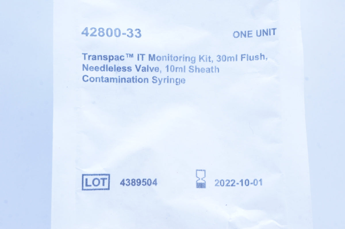 ICU Medical 42800-33 Transpac IT Monitoring Kit, 30mL Flush, Ndleless ...