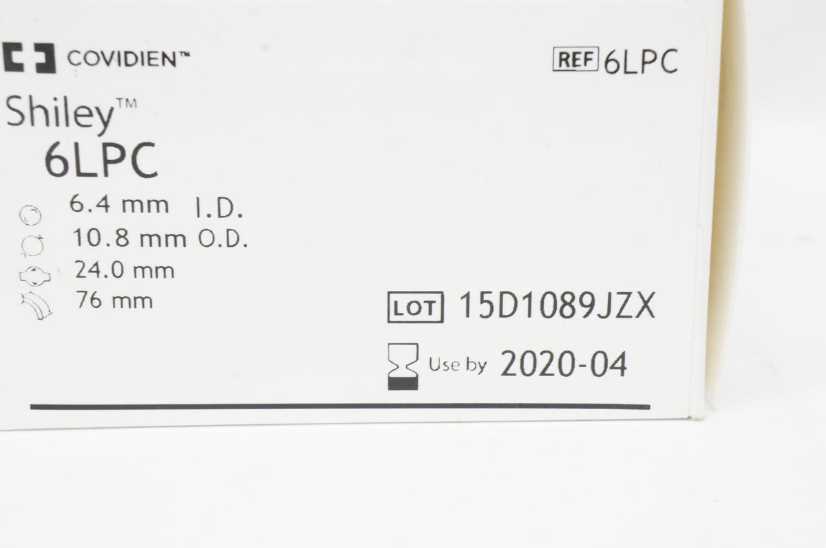 Covidien 6LPC Shiley Tracheostomy Tube Cuffed 6.4 ID x 10.8 OD x 24.0 ...