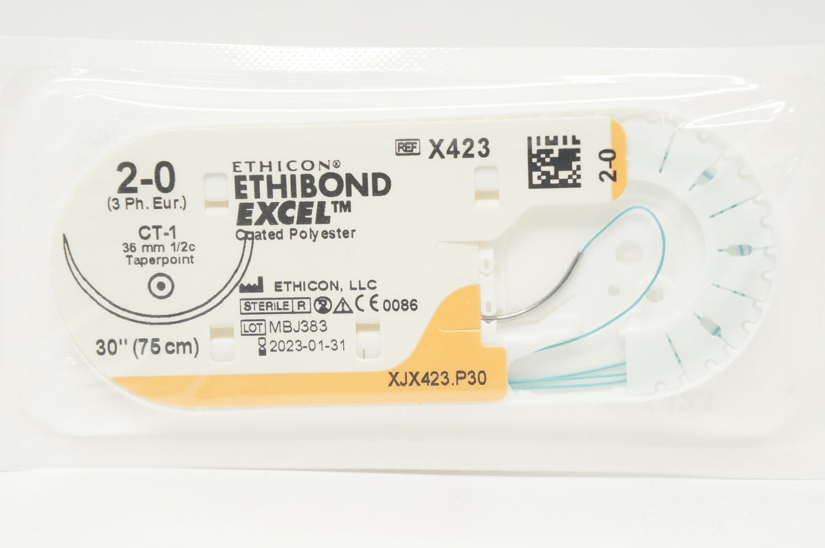 Ethicon X423 2-0 ETHIBOND EXCEL Stre CT-1 36mm 1/2c Taperpoint, 30inch ...