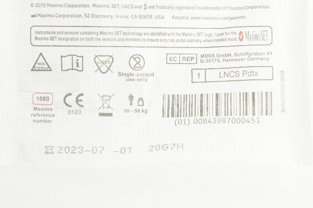 Masimo 1860 LNCS Pdtx SpO2 Pediatric Pulse Oximeter Adhesive Sensor 10 ...
