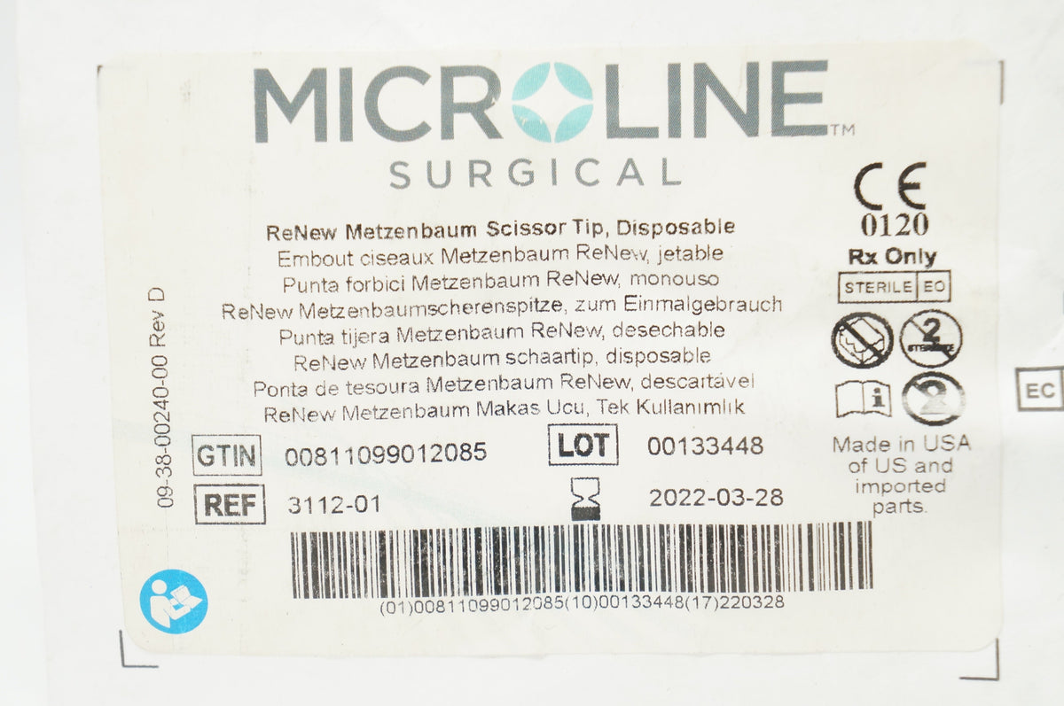 Microline Surgical 3112-01 Renew Metzenbaum Scissor Tip Disposable (x ...