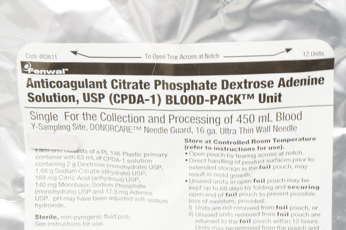 Fresenius 4R3611 Fenwal Blood-Pack Unit Anticoagulant Citrate 450mL ...