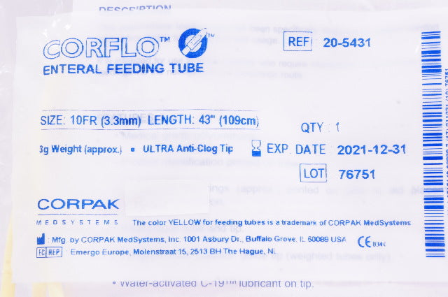 Corpak 20-5431 Corflo Enteral Feeding Tube 10 Fr x 43 inch – Imedicsales