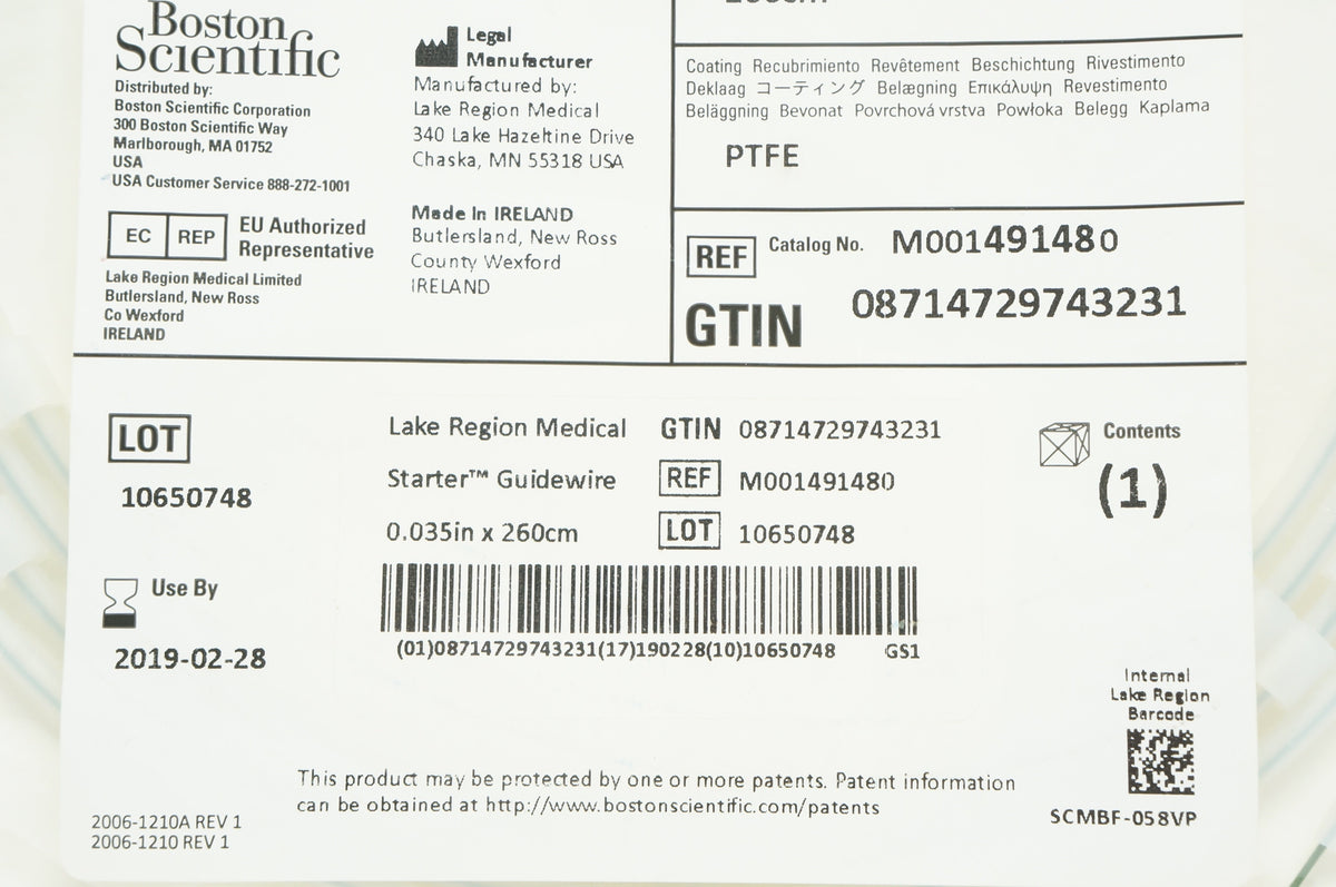 Boston Scientific 491480 Bentson Starter Guidewire, Straight, 0.035in ...