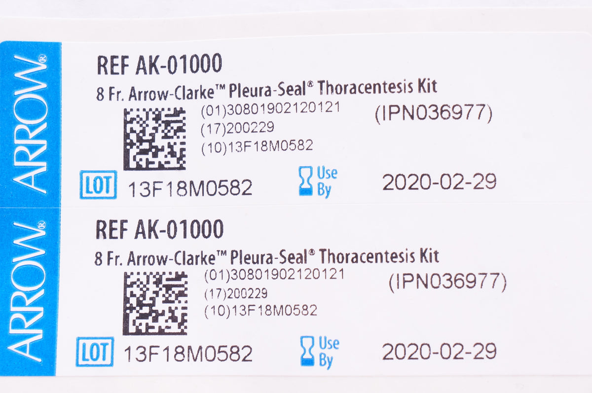 Teleflex AK-01000 Arrow-Clarke Pleura Seal Thoracentesis Kit 8Fr (x ...