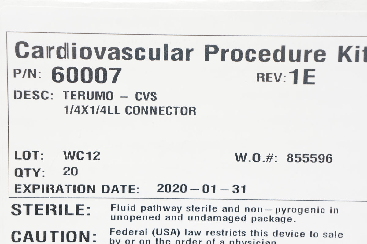 Terumo 60007 Cardiovascular Procedure Kit CVS 1/4 x 1/4LL (x) - Box of ...