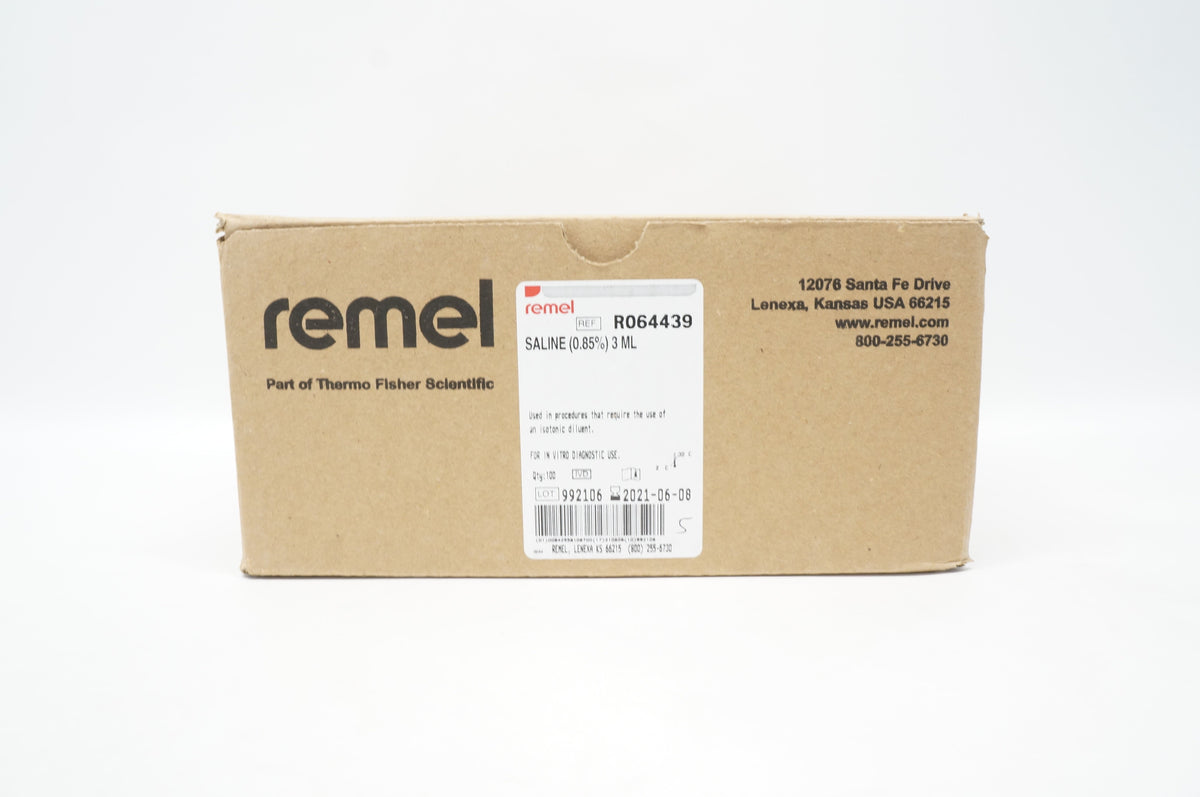 Remel R064439 Saline 3mL - Box of 100 – Imedicsales