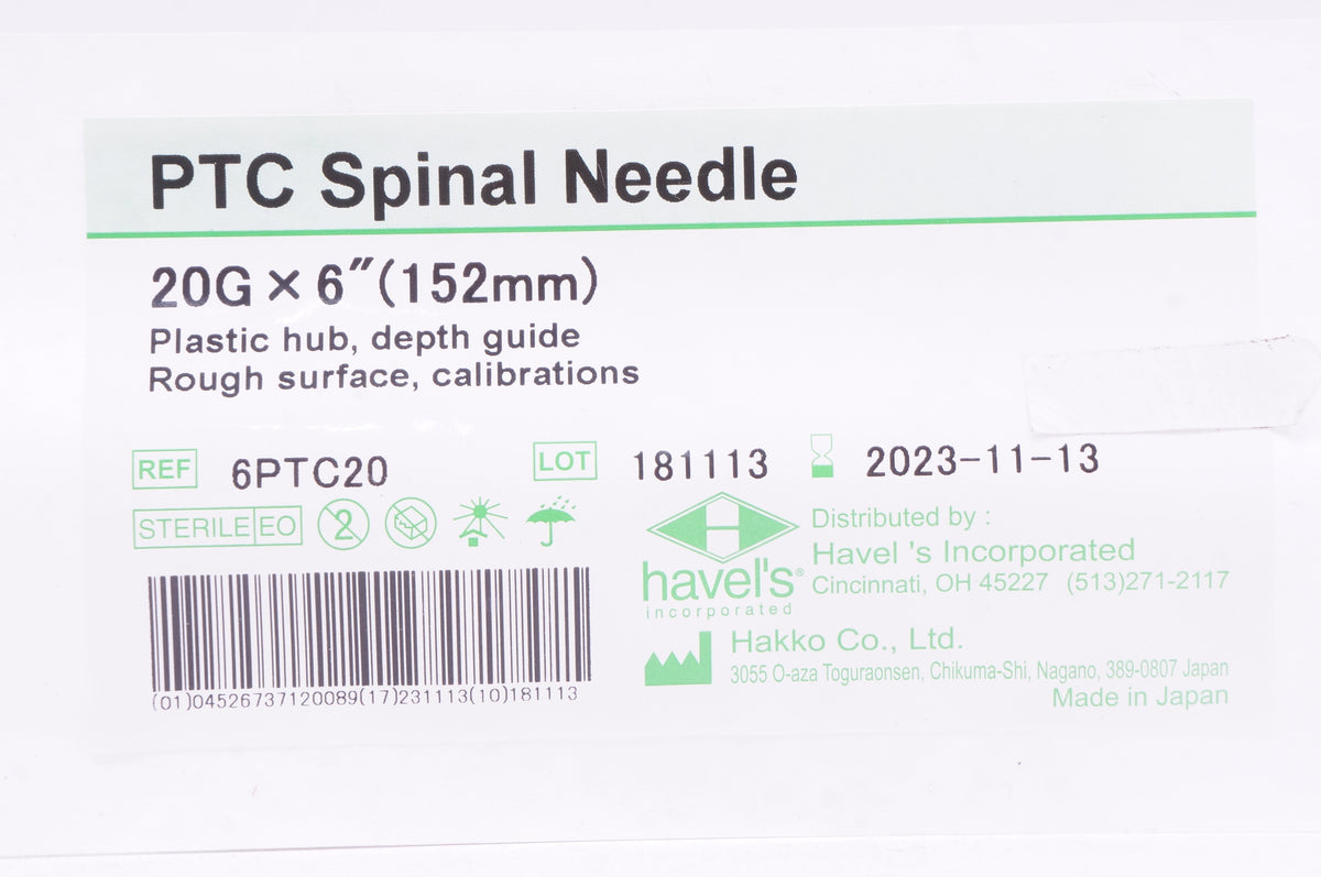Hakko 6PTC20 Havel's PTC Spinal Needle 20G x 6inch – Imedicsales