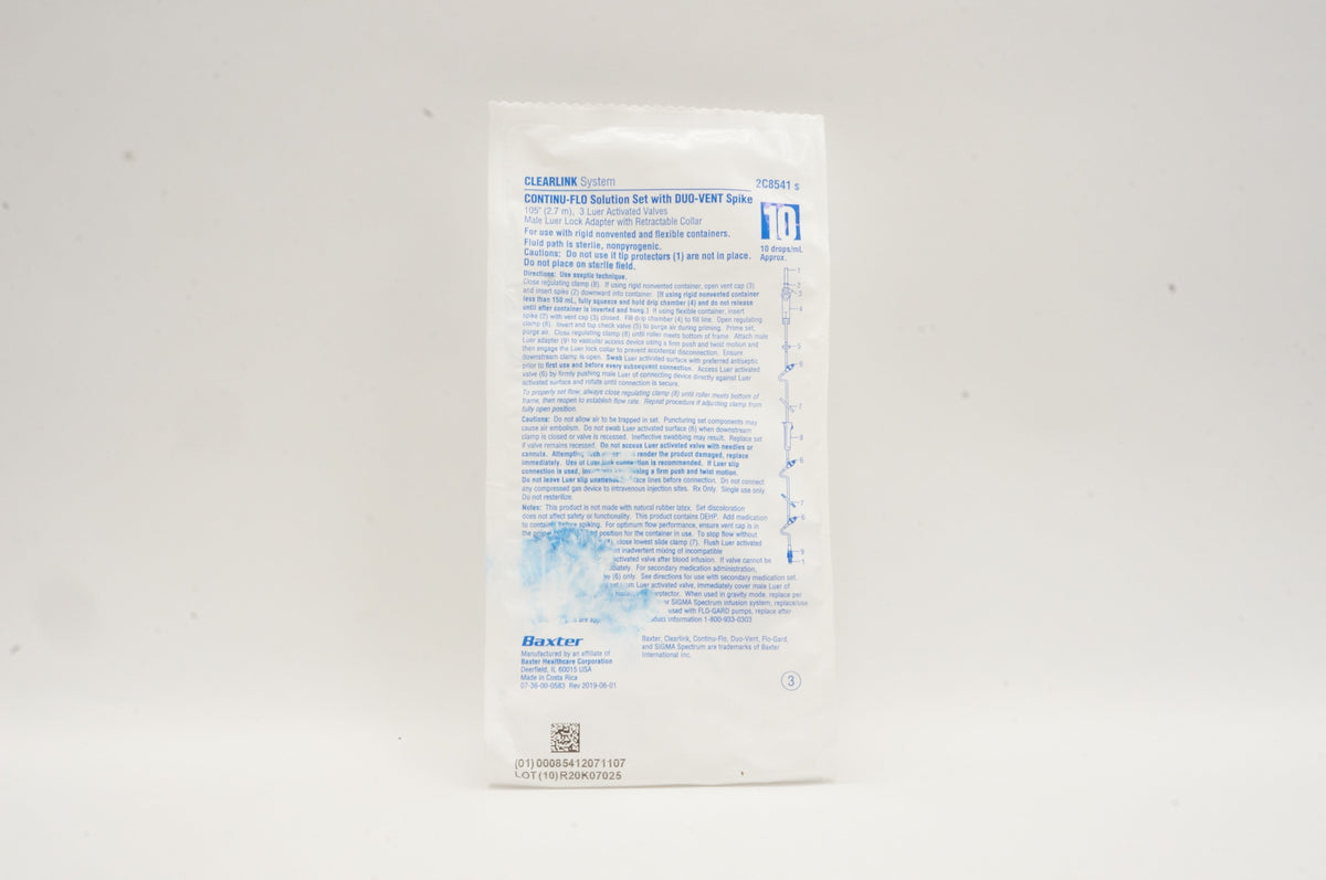 Baxter 2C8541 s Clearlink System Continu-Flo Solution Set, 10 drops/mL ...