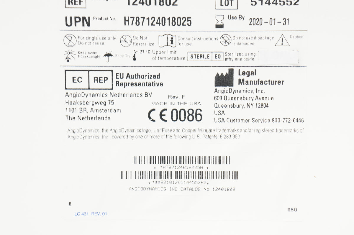 Angiodynamics 12401802 Uni Fuse Infusion System with Cooper Wire (x ...