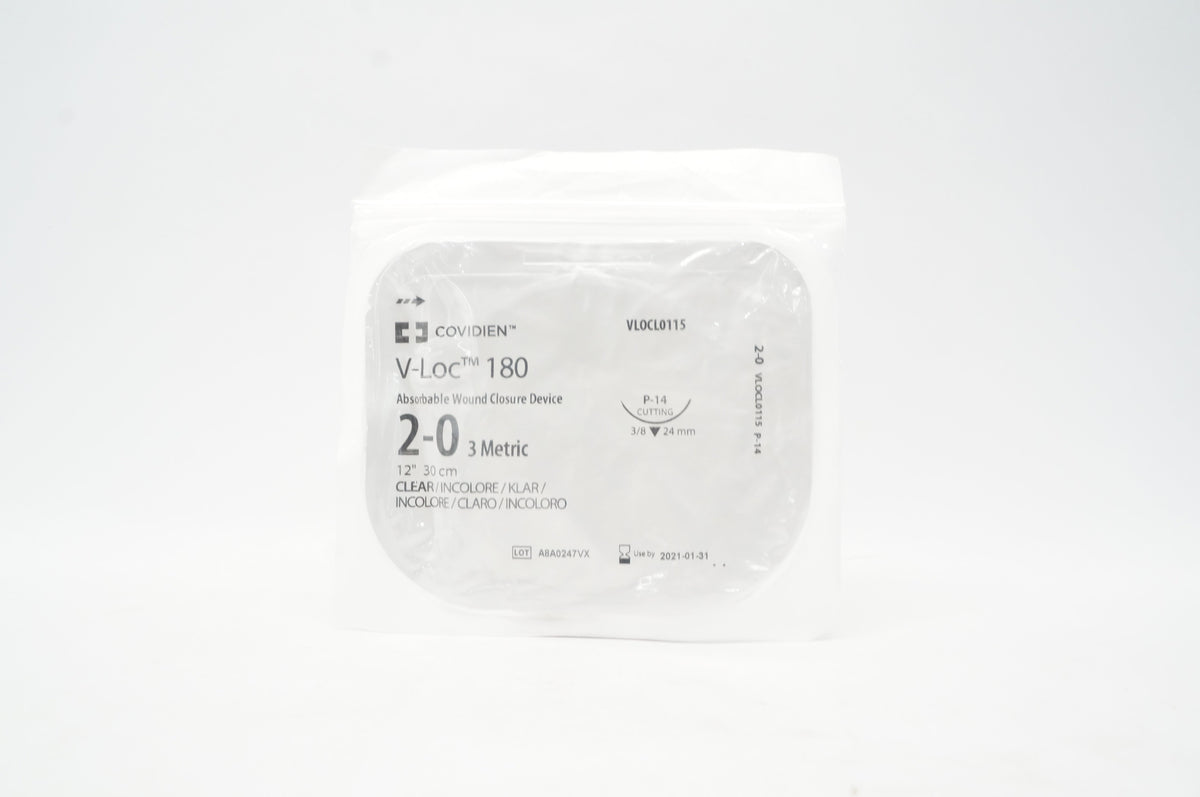 Covidien VLOCL0115 2-0 V-Loc 180 Wound Closure Device P-14 3/8c 24mm ...