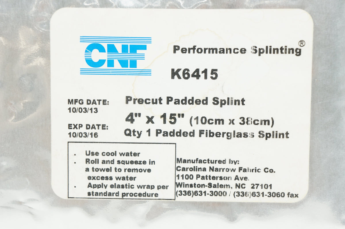 CNF K6415 Performance Splinting Padded Fiberglass Splint 4 inch x 15 i ...