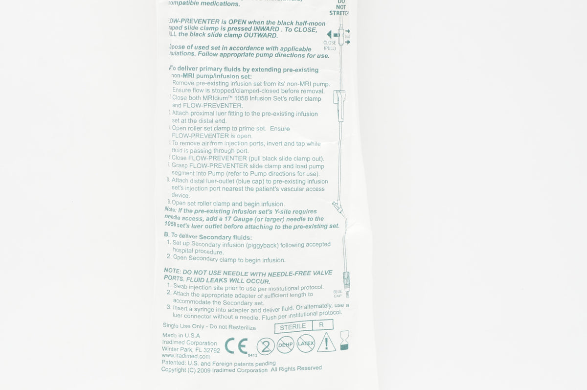 Iradimed 1058 MRIdium MRI IV Infusion Extension Set 1000 Series 72inch ...