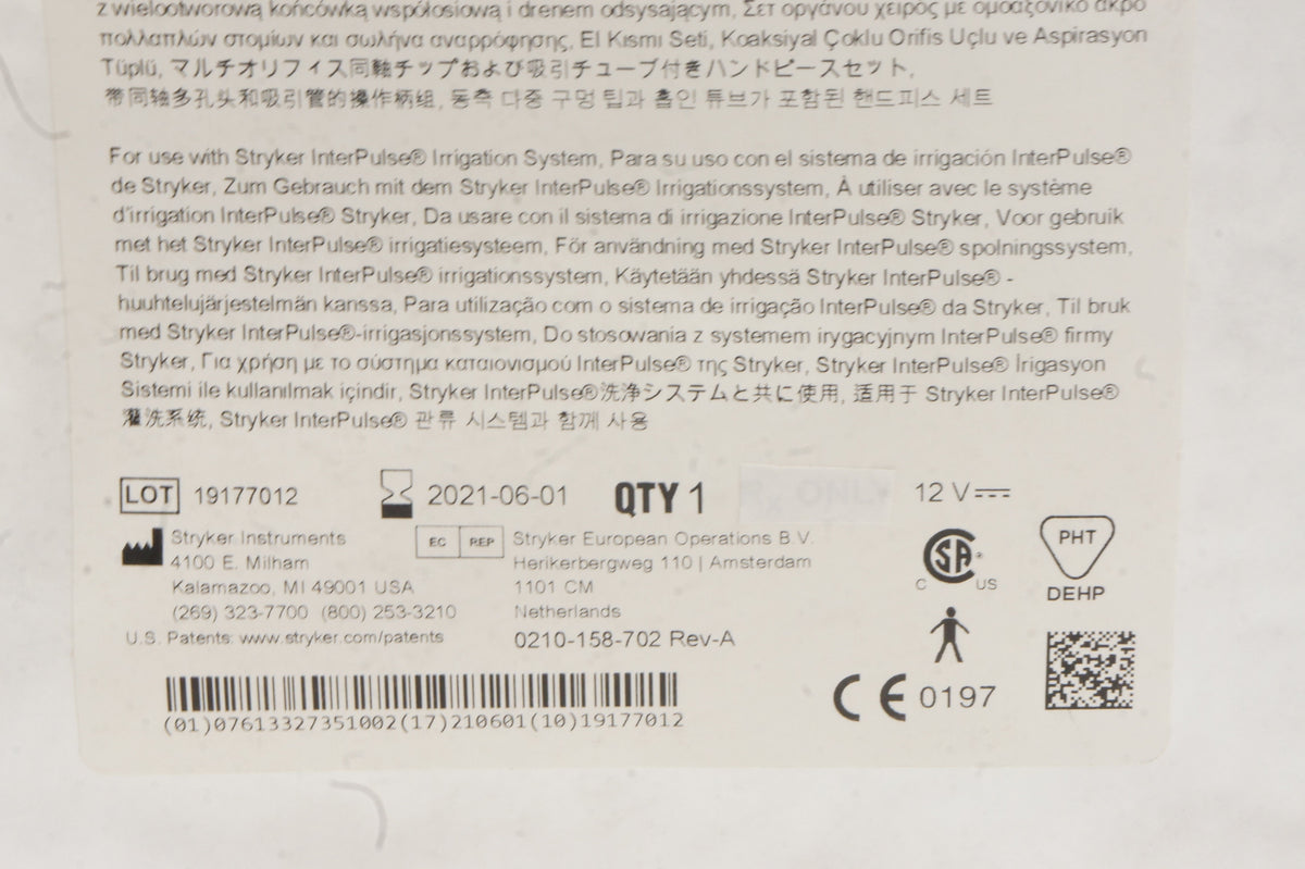 Stryker 0210-158-000 Interpulse Handpiece Set with Coaxial Multi-Orifi ...