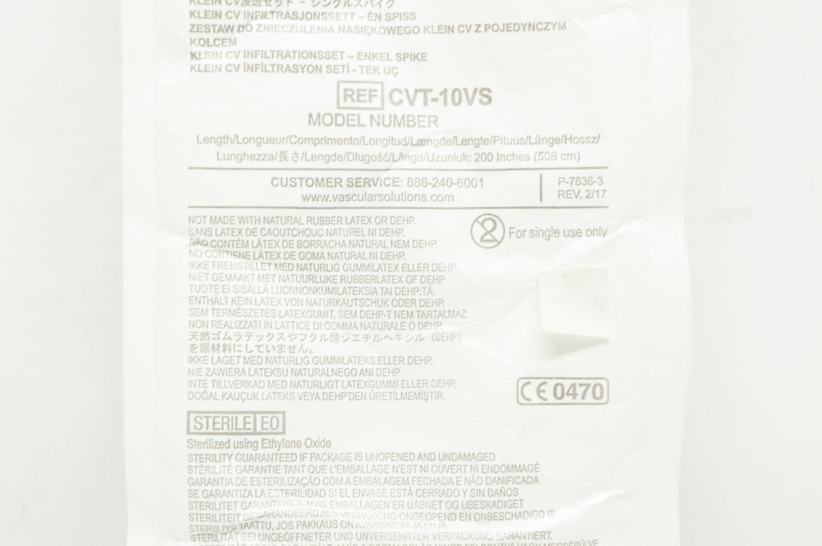 Vascular Solutions CVT-10VS Klein CV Infiltration Set (x) – Imedicsales