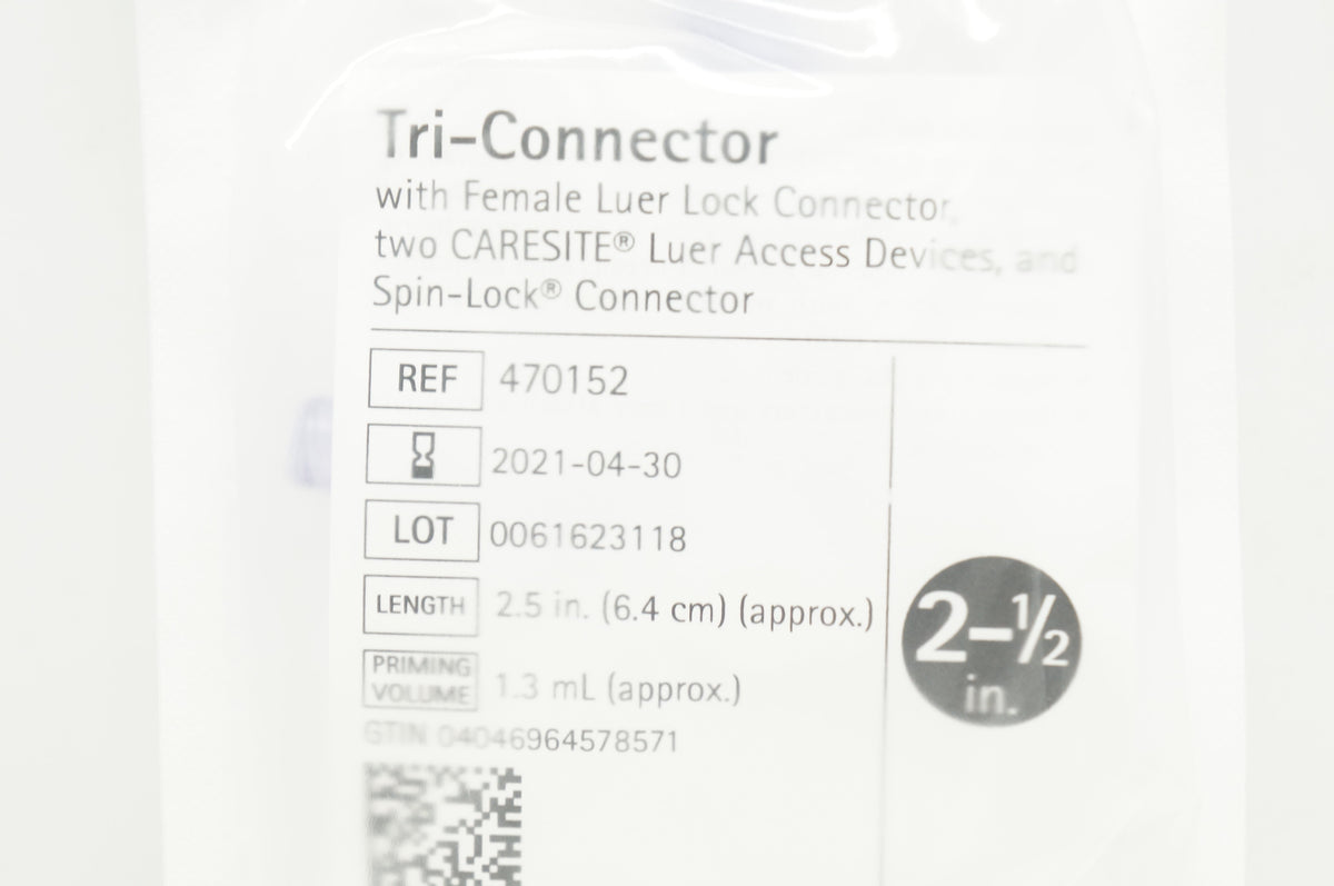 Braun 470152 Tri-Connector With Female Luer Lock Connector 2.5 inch (x ...