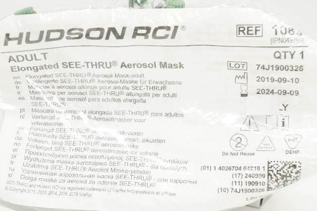 Teleflex 1083 Hudson RCI Elongated SEE-THRU Aerosol Mask Adult ...