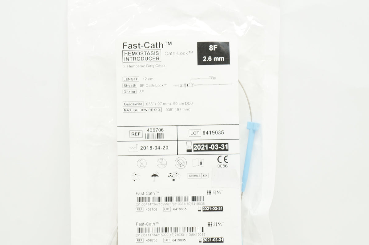 St. Jude Medical 406706 Fast-Cath Hemostasis Introducer Cath-Lock 8F x ...