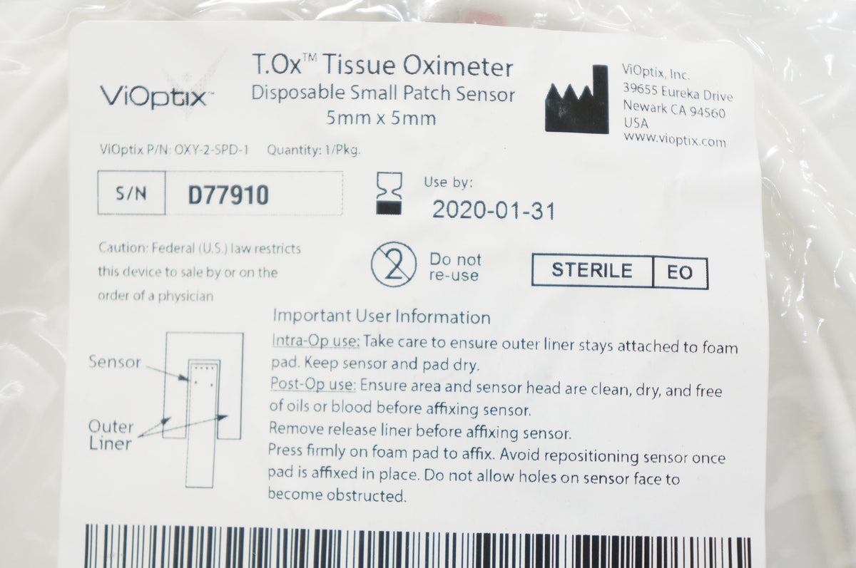 ViOptix D77910 T.Ox Tissue Oximeter Small Patch Sensor 5 x 5mm (x ...