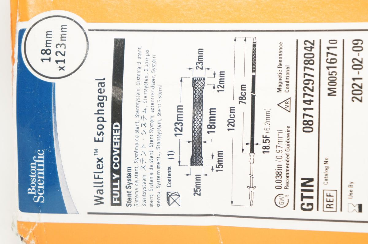 Boston Scientific 1671 WallFlex Esophageal Fully Covered System 18x123 ...