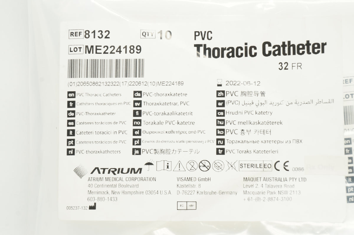 Atrium 8132 PVC Thoracic Cath. 32Fr - Pack of 10 – Imedicsales