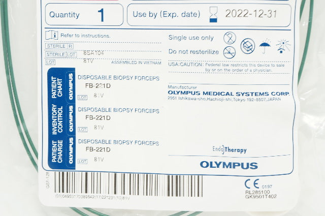 Olympus FB221D EndoJaw Disposable Biopsy Forceps 1150mm x 2.0mm x 1.9m ...