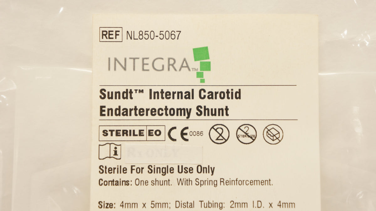 Integra NL850-5067 Sundt Internal Carotid Endarterectomy Shunt 4mm x 5 ...