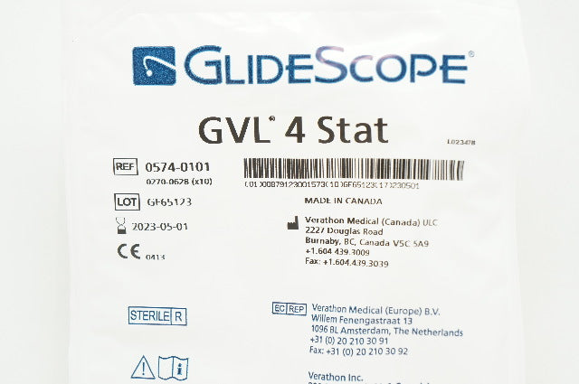 Verathon Medical 0574-0101 GlideScope Video Laryngoscope GVL 4 Stat ...