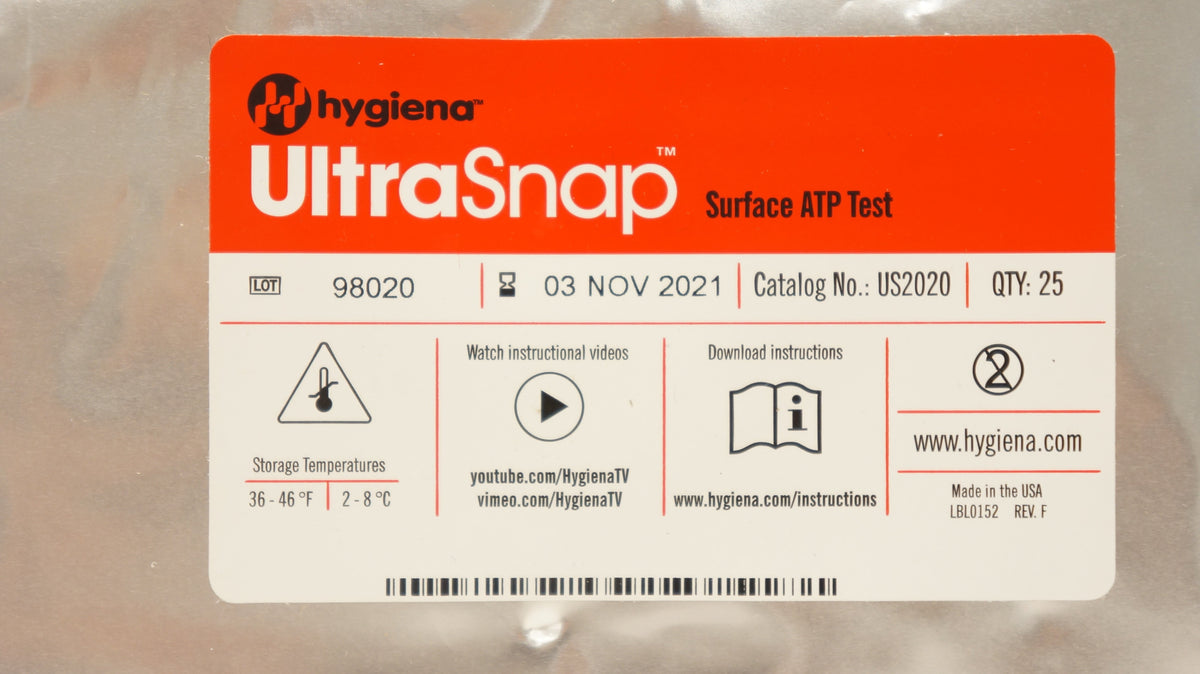 Hygiena US2020 UltraSnap Surface ATP Test - Pack of 25 – Imedicsales