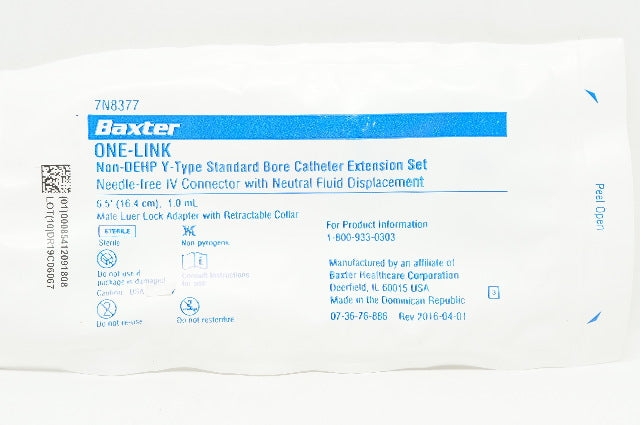 Baxter 7N8377 One-Link Non-DEHP Y-Type Bore Cath. Extension Set 6.5inc ...