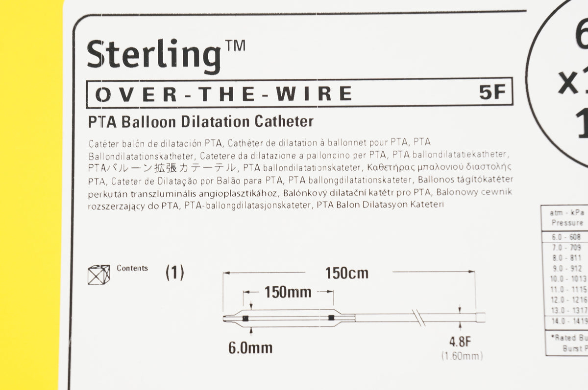 Boston Scientific 3903260151 Over-the-Wire PTA Dilatation Cath. 5F (x ...