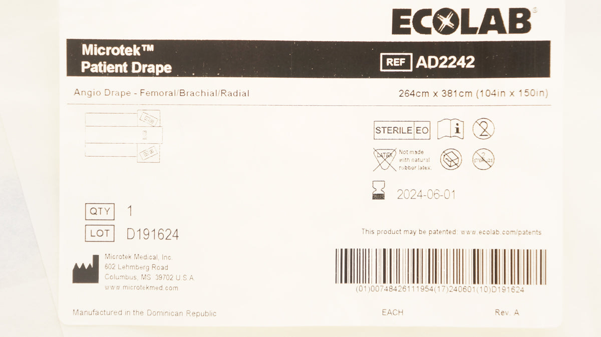 Microtek AD2242 Ecolab Patient Drape 104inch x 150inch – Imedicsales