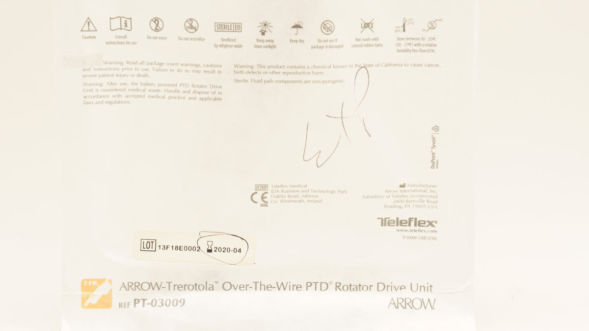 Teleflex PT-03009 ARROW-Trerotola Over-The-Wire PTD Rotator Drive Unit ...