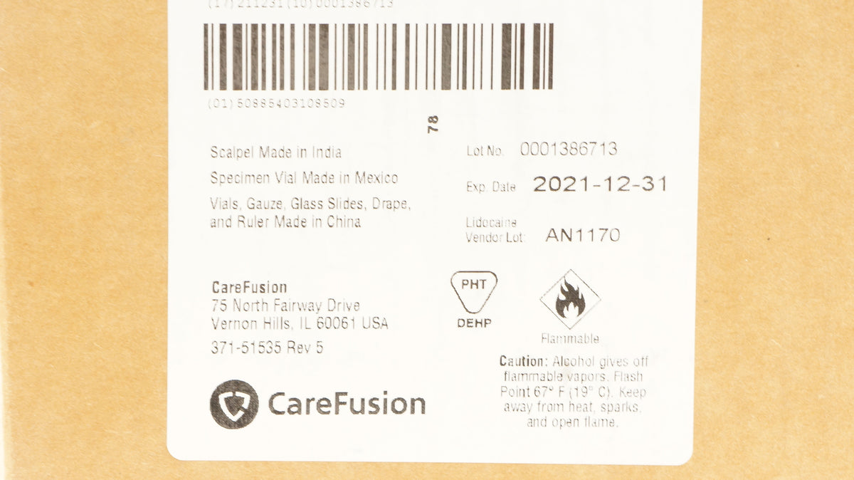 CareFusion A4382A Sterile Soft Tissue Biopsy Tray - Box of 10 – Imedicsales