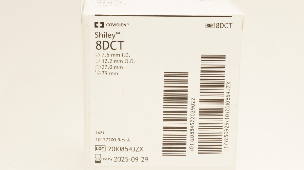 Covidien 8DCT Shiley Tracheostomy Tube Cuffed 7.6 ID x 12.2 OD x 27.0m ...
