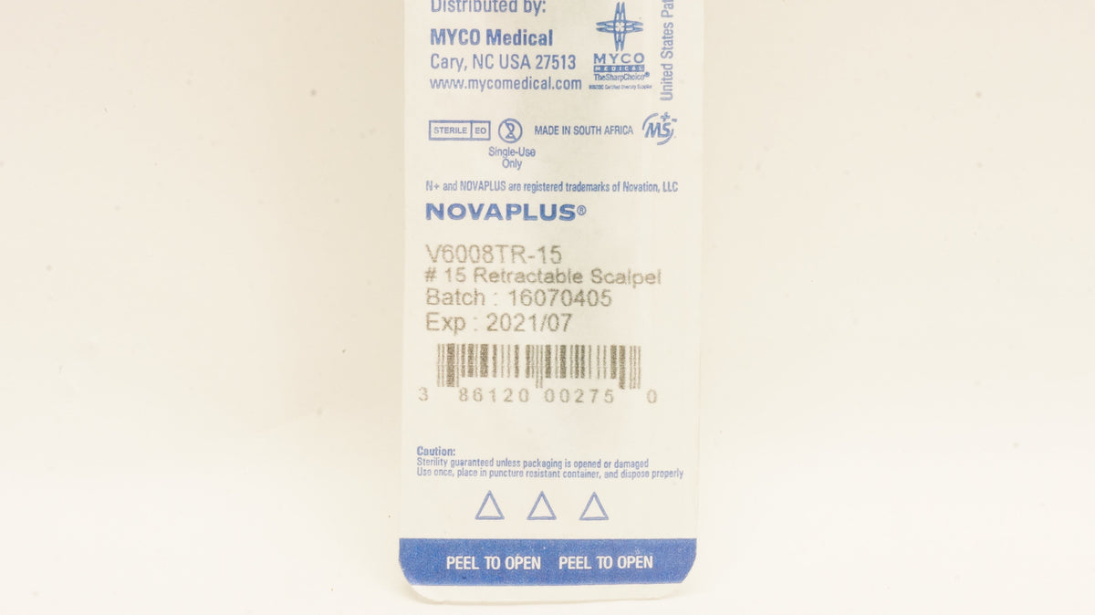 MYCO Medical V6008TR-15 Novaplus Retractable Safety Scalpel #15 (x ...