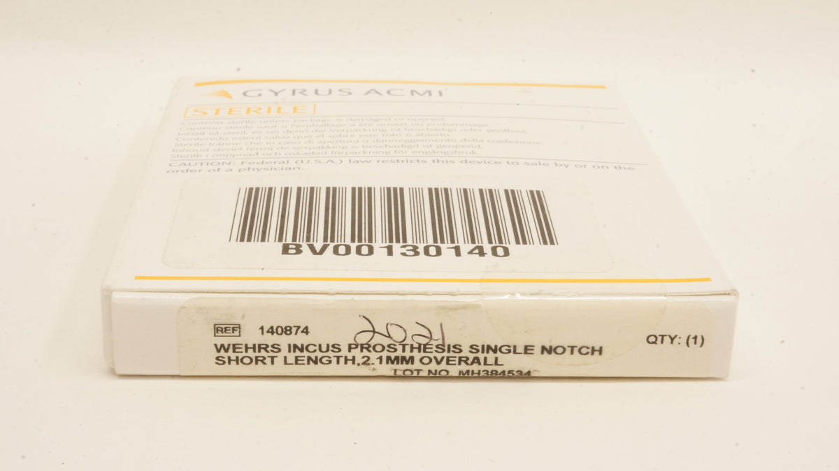 Gyrus ACMI 140874 WEHRS INCUS Prosthesis Single Notch Cannulation 0.9m ...