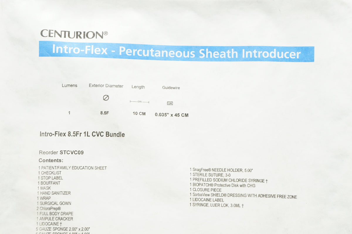Centrum STCVC09 Intro-Flex Percutaneous Sheath Introducer 1 Lumen 8.5F ...