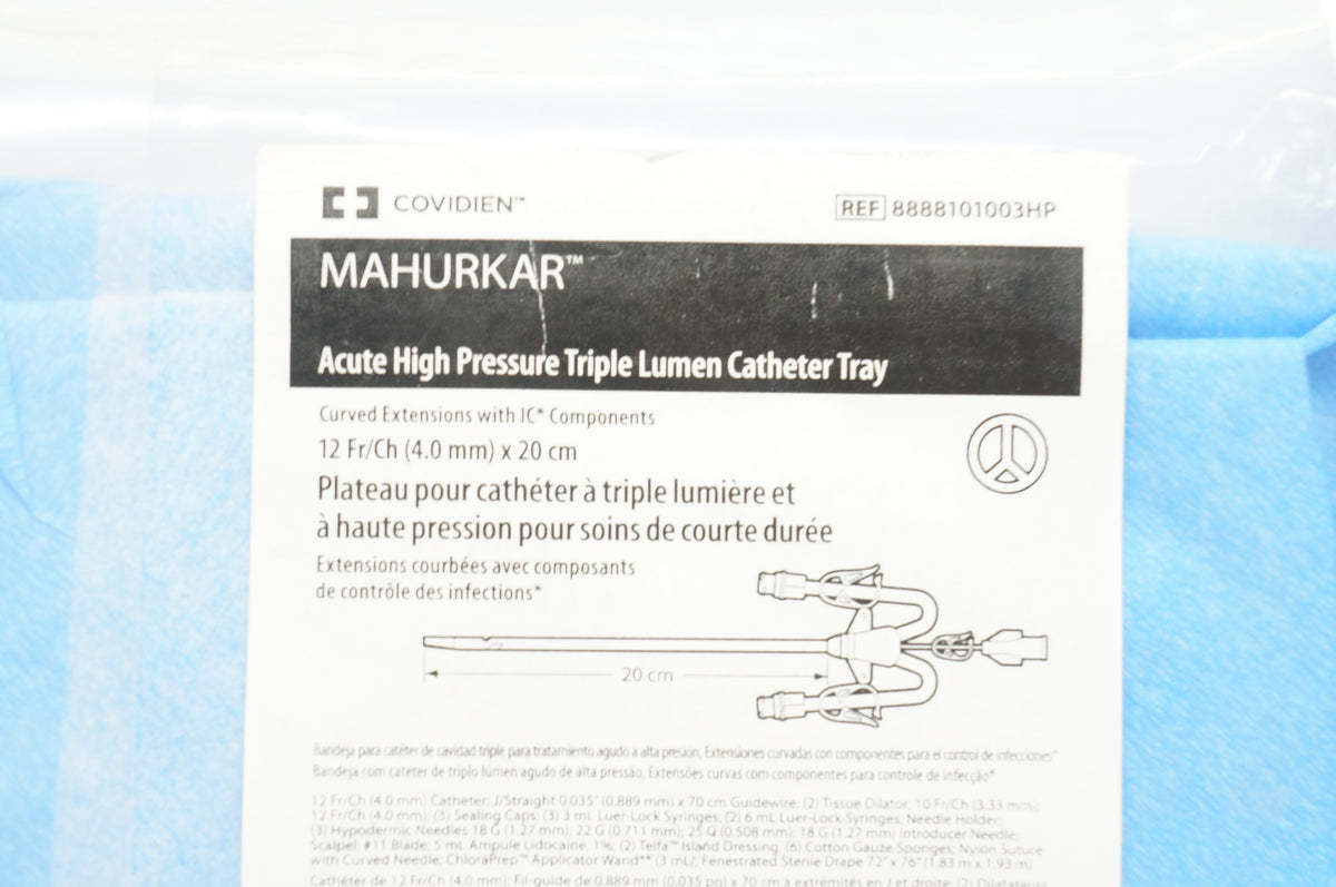 Covidien 8888101003HP Acute High Pressure Triple Lumen Cath Tray 20cm ...