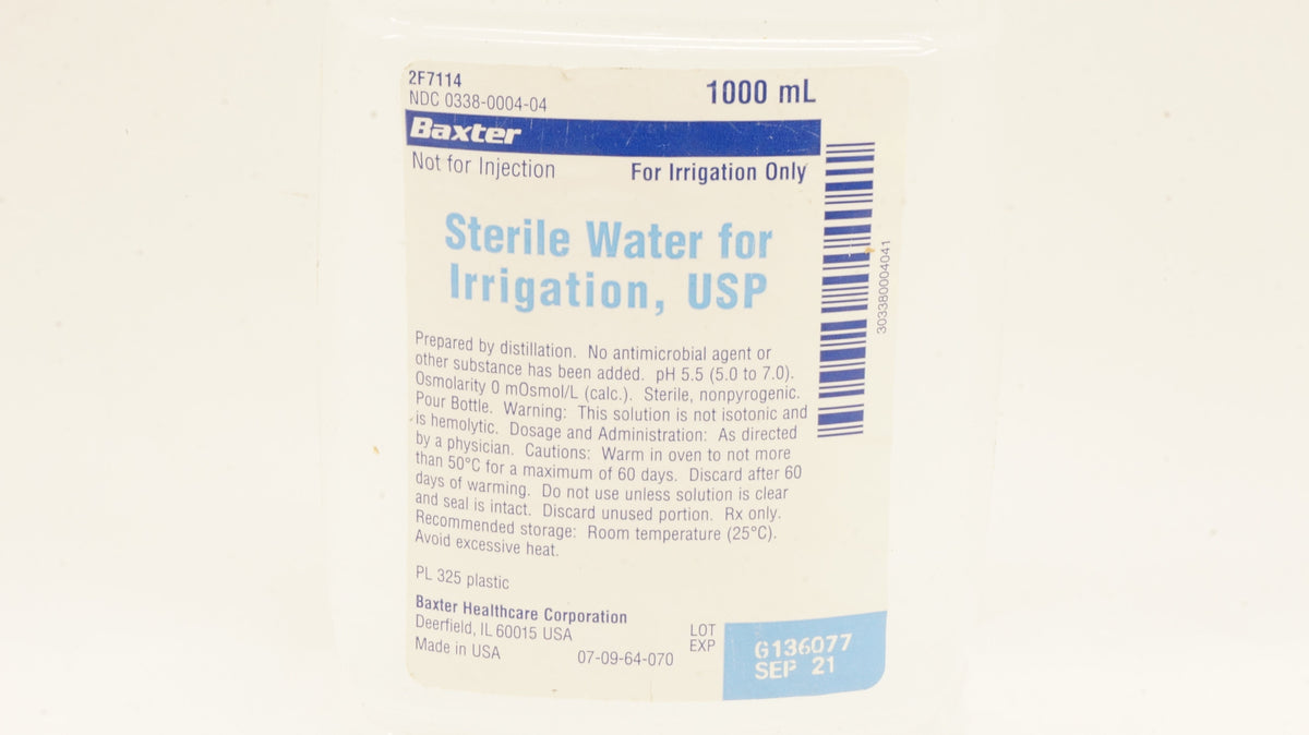 Baxter 2F7114 Sterile Water For Irrigation USP 1000 mL Bottle – Imedicsales