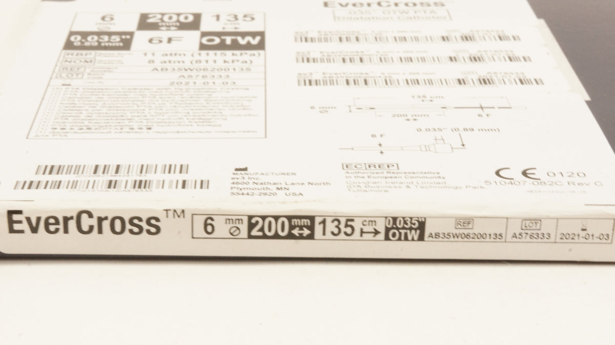 EV3 AB35W06200135 EverCross .035inch 6F OTW PTA Dilatation Cath. (x ...