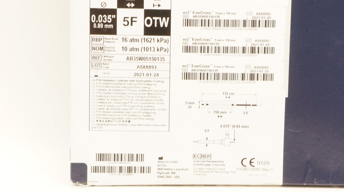 EV3 AB35W05150135 EverCross .035inch 5F OTW PTA Dilatation Cath. (x ...