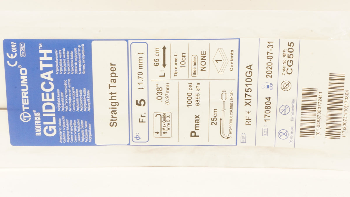 Terumo XI7510GA Radifocus Glidecath Angiographic Cath. 5Fr x 65cm x .0 ...