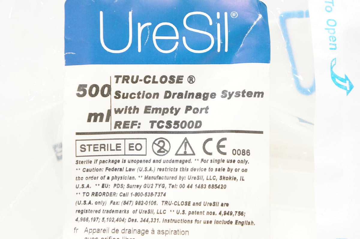 UreSil TCS500D TRU-CLOSE Suction Drainage System With Empty Port 500ml ...