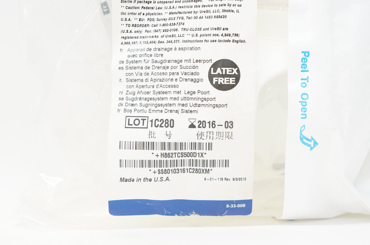 UreSil TCS500D TRU-CLOSE Suction Drainage System With Empty Port 500ml ...