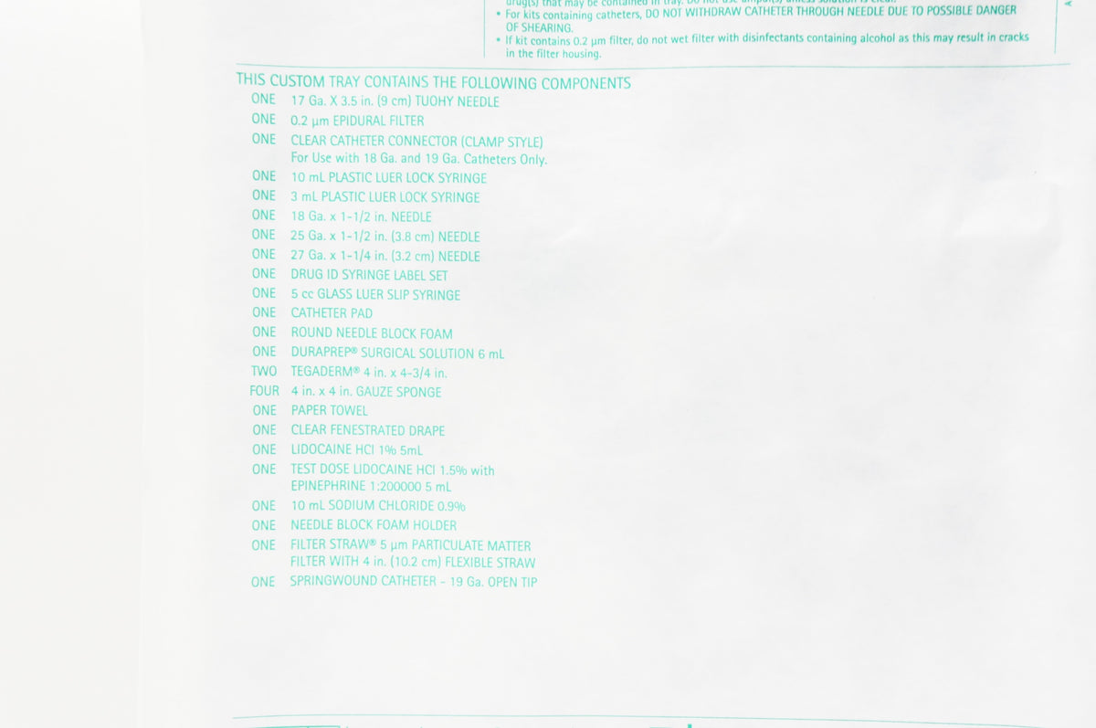 Braun 551942 Perifix FX Custom Epidural Anesthesia Tray 17Ga x 3.5inch ...