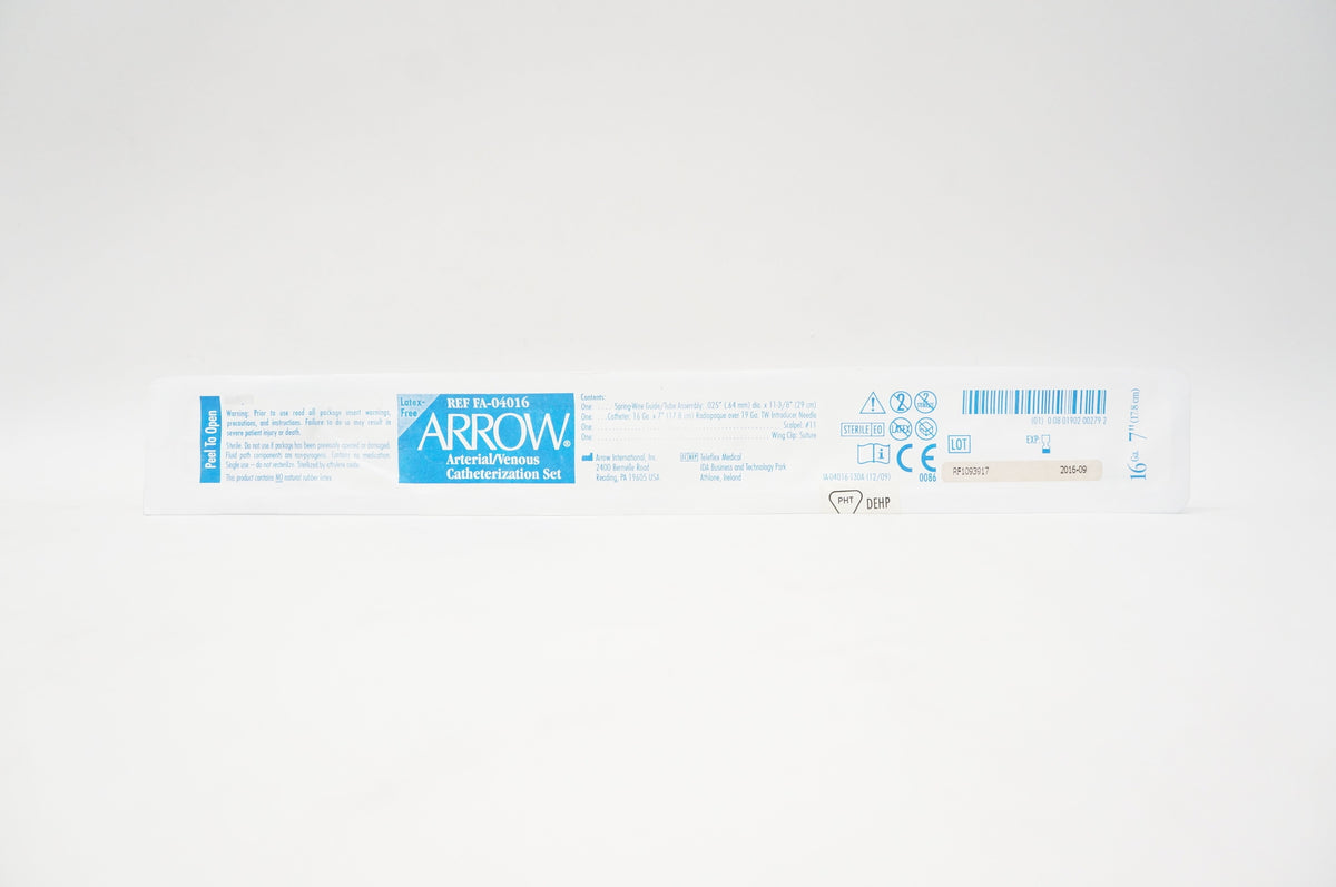 Arrow FA-04016 Arterial/Venous Catheterization Set 16Ga x 7 inch (x ...